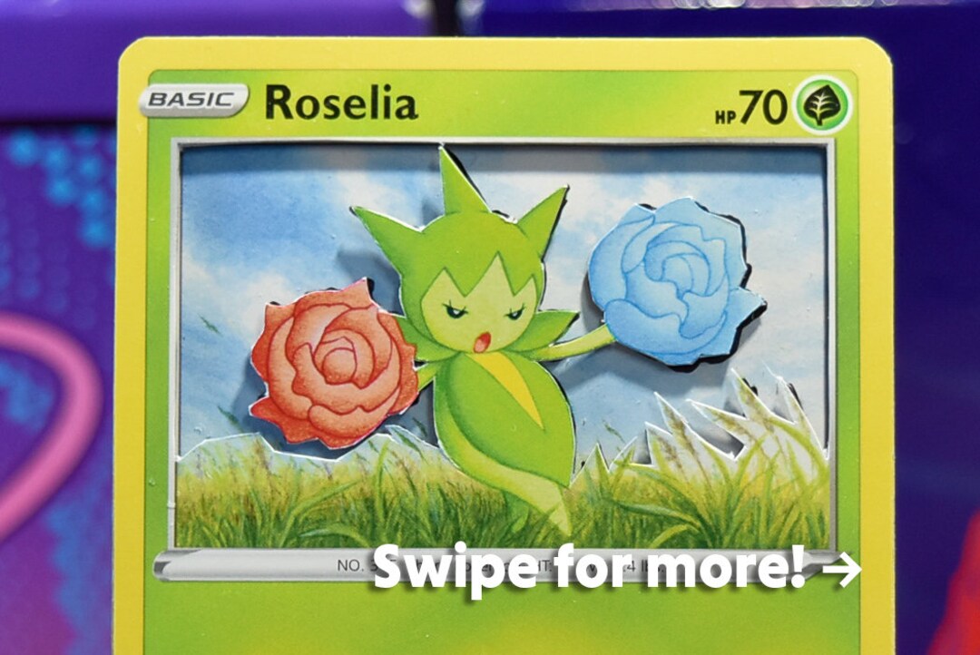 3D Pokemon Cards: Roselia, Carnivine, Shelmet, Sunkern, Blipbug - Etsy
