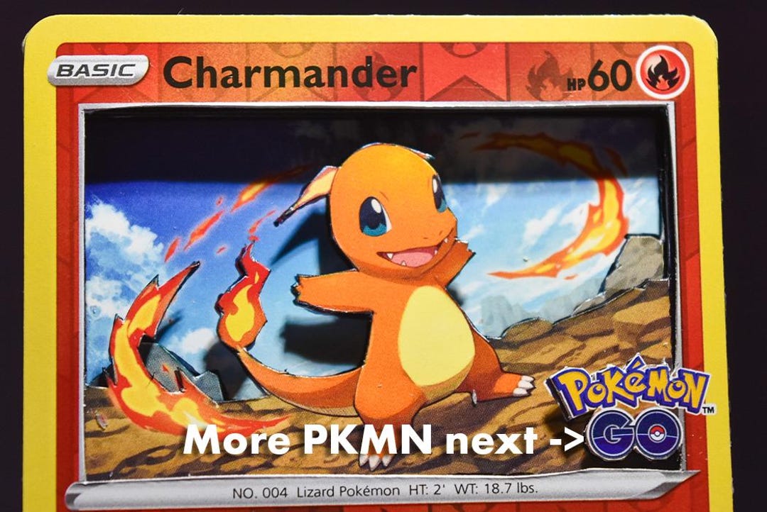 3D PKMN Cards: Charmander, Cyndaquil, Torchic, Chimchar - Etsy
