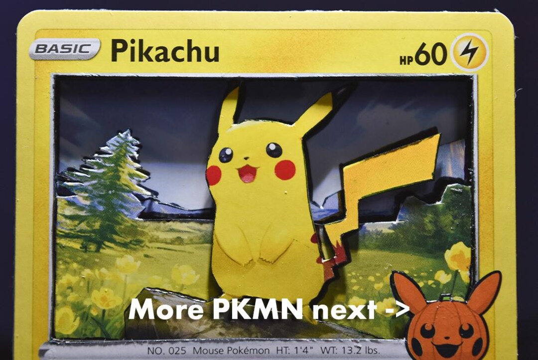 3D PKMN Cards: Pikachu, Cubone, Nickit, Murkrow, Zubat, Mewtwo, Hatenna ...