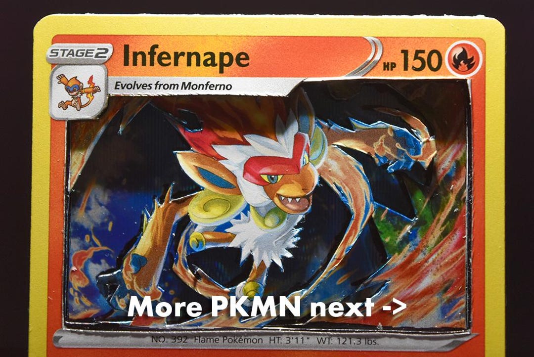 3D PKMN Cards: Infernape, Braixen, Cinderace, Vulpix, Ninetales - Etsy