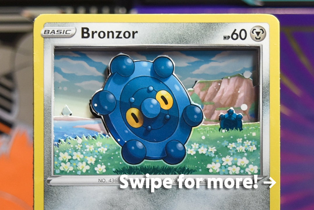 3D Pokemon Cards: Bronzor, Pawniard, Bisharp, Meltan - Etsy
