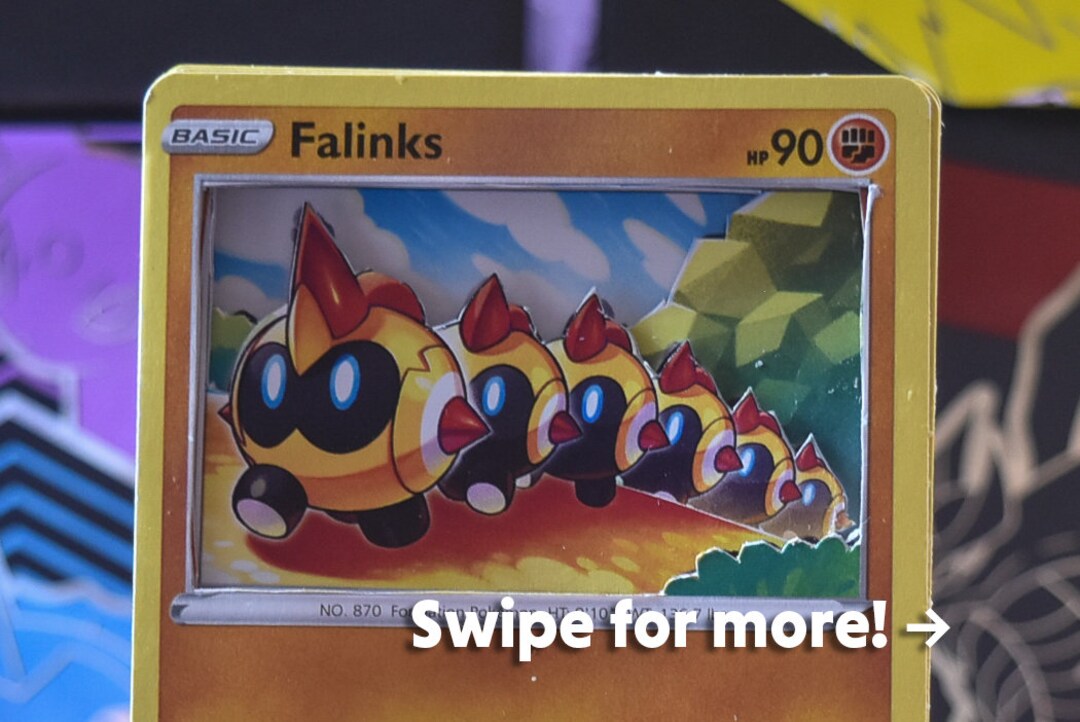 3D Pokemon Cards: Falinks, Mankey, Baltoy, Seismitoad, Sawk, Roggenrola ...
