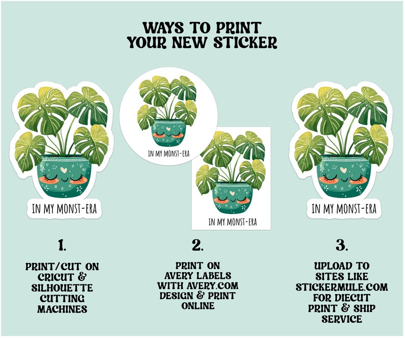 Plant Lover Printable Sticker PNG, Funny Potted Monstera Pun Design ...