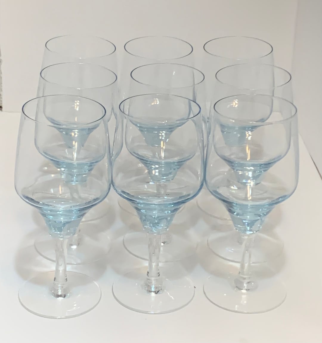 Set of 9 Sasaki Harmony Icy Azure Blue Collette Vintage Wine Glasses - Etsy