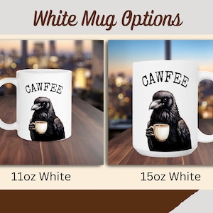 Cawfee Mug, Funny Crow Mug, Adorable Crow Drinking Coffee, Whimsical ...