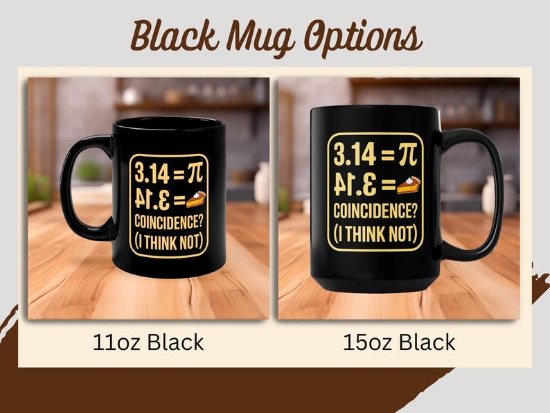 Pi Pie Coincidence Mug, Funny Pi Mug, Pi Day Gift, Math Teacher Gift ...