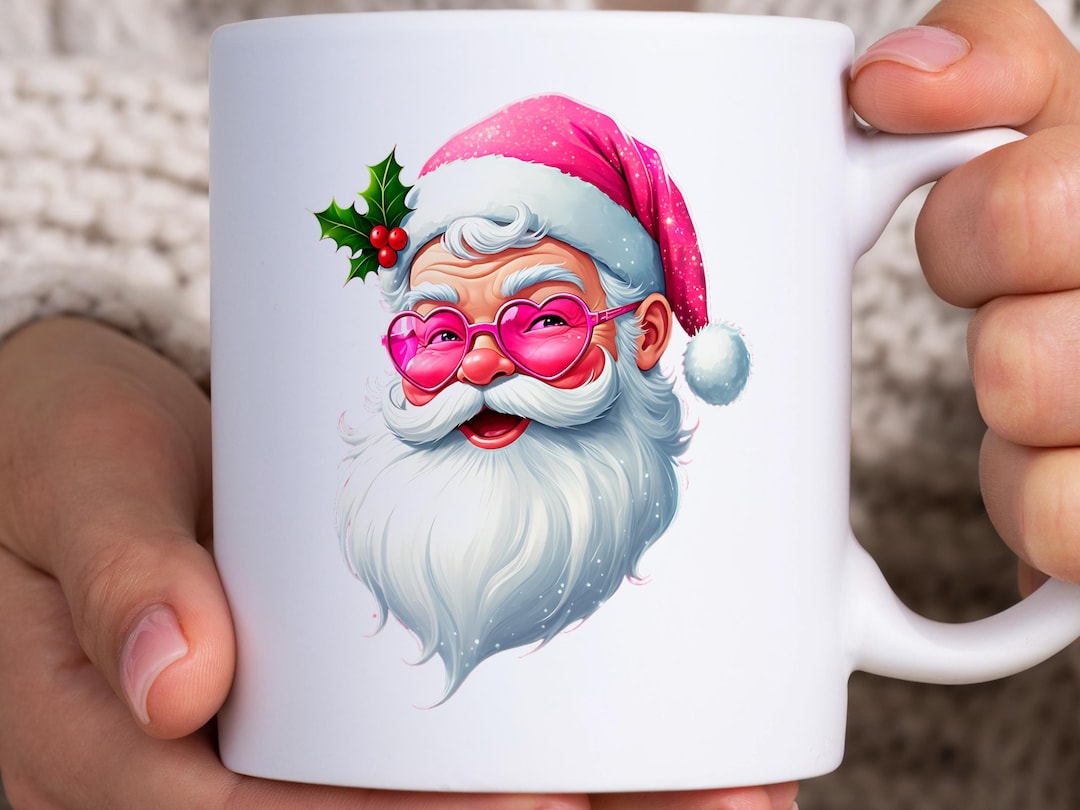Pink Santa Mug, Festive Santa Lover Gift, Christmas Gift, Cute Holiday ...
