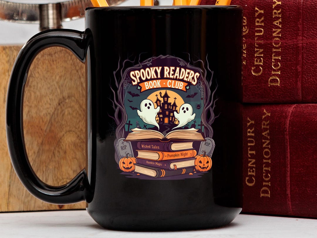 Halloween Book Lover Coffee Mug, Spooky Readers Book Club Gift, Horror ...