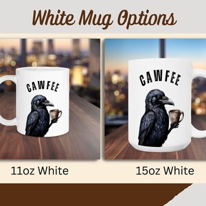 Cawfee Mug, Funny Crow Mug, Adorable Crow Drinking Coffee, Whimsical ...