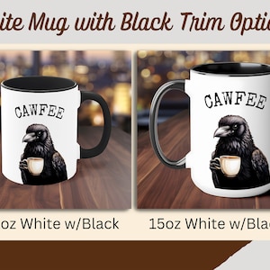 Cawfee Mug, Funny Crow Mug, Adorable Crow Drinking Coffee, Whimsical ...