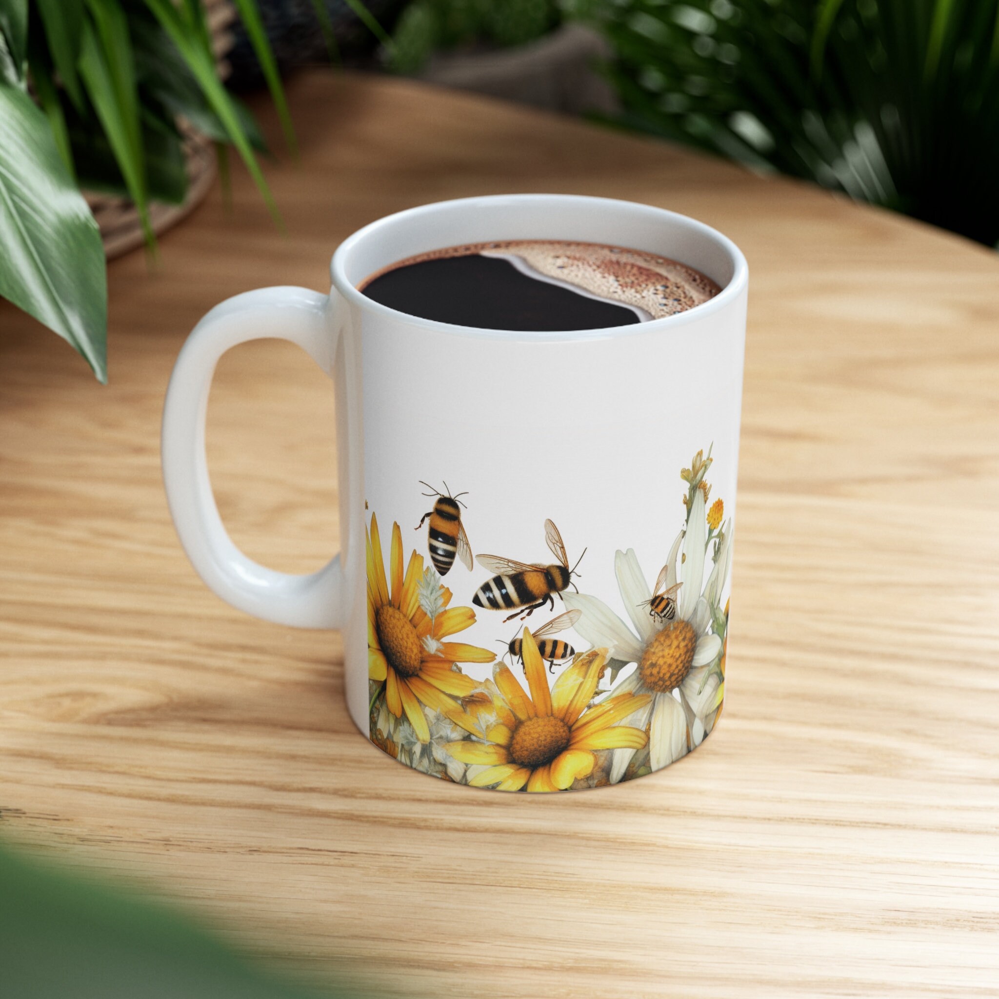 Bee Mug, Daisy Coffee Mug, Bee and Daisy Cup, Bee Lover Coffee Mug ...