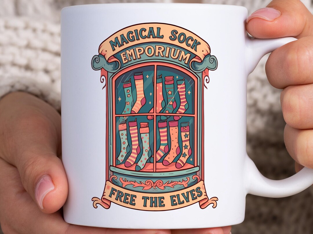 Magical Sock Emporium Mug, Free the Elves Tea Cup, Wizarding Fans Mug ...