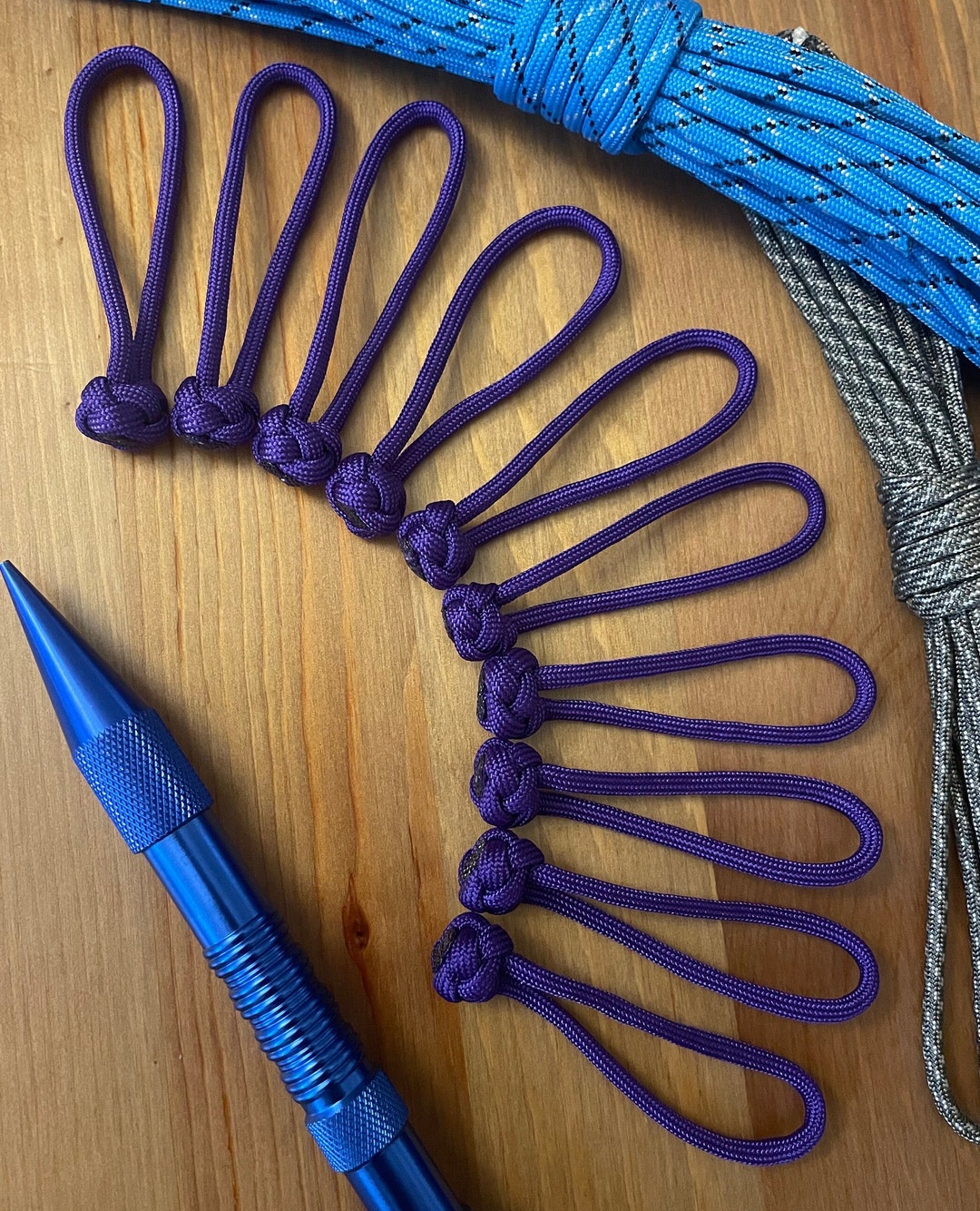 Paracord Zipper Pull Diamond Knot Pack of Ten Purple Handmade Tab Pull ...