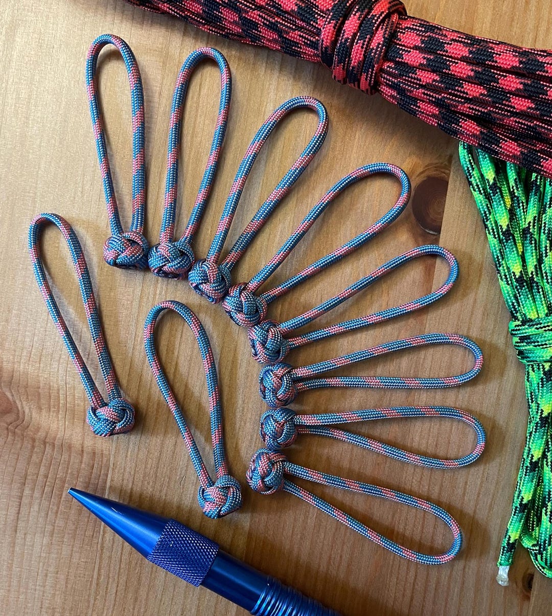 Paracord Zipper Pull Diamond Knot Pack of Ten Blue and Pink Pattern ...