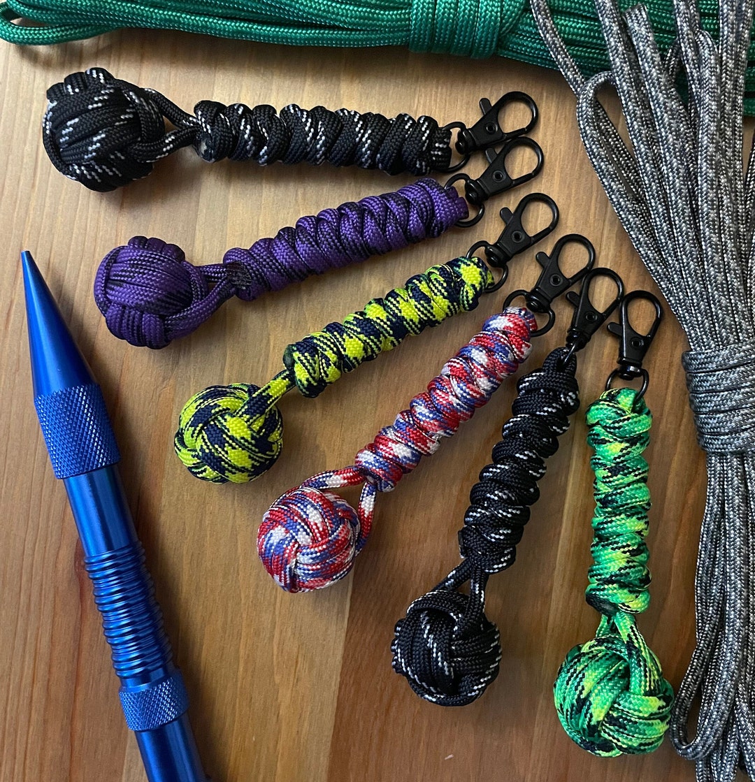Paracord Keychain - Assorted Colors - Monkey Fist Knot With Snake Knot ...
