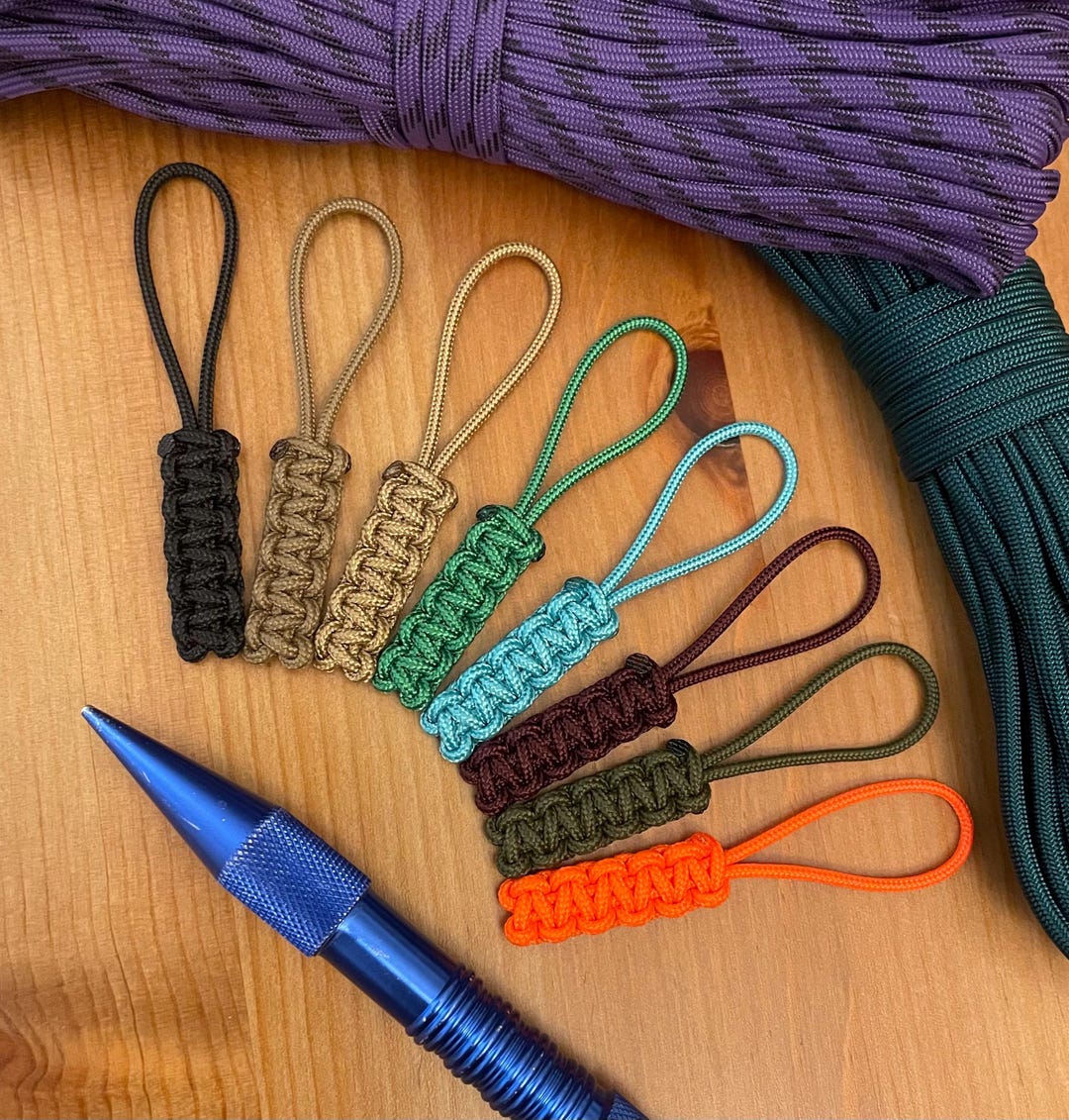 Thin Paracord Zipper Pulls - Assorted Colors - Cobra Knot - Pack of 3 ...