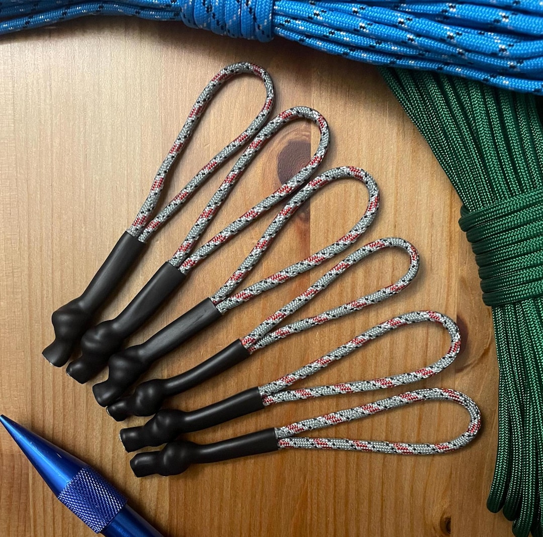 Paracord Zipper Pull Tag Set of 3 or 6 Black Tubing Gray, Red, Black ...