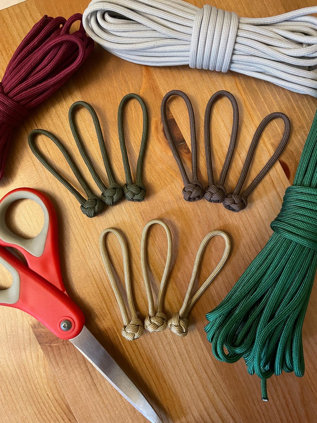 Paracord Zipper Pulls - Assorted Colors - Diamond Knot - Pack of 3, 6 ...