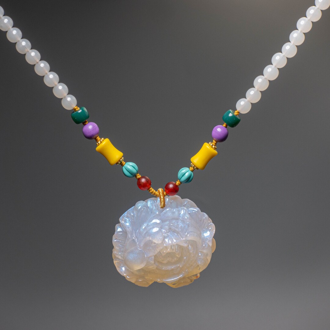 Handcrafted Radiant Moonlight Rose Resin Pendant Necklace Natural ...