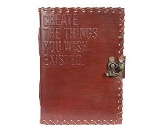 Handcrafted Embossed Brown Leather Journal, Embellished With Vintage ...