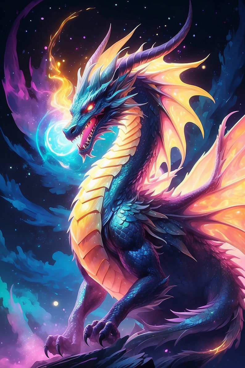 4 Dragon Illustrations, Digital Illustration, Dragon Painting ...