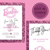 Editable Barbie Birthday Invite & Thank You Card Bundle, Digital ...