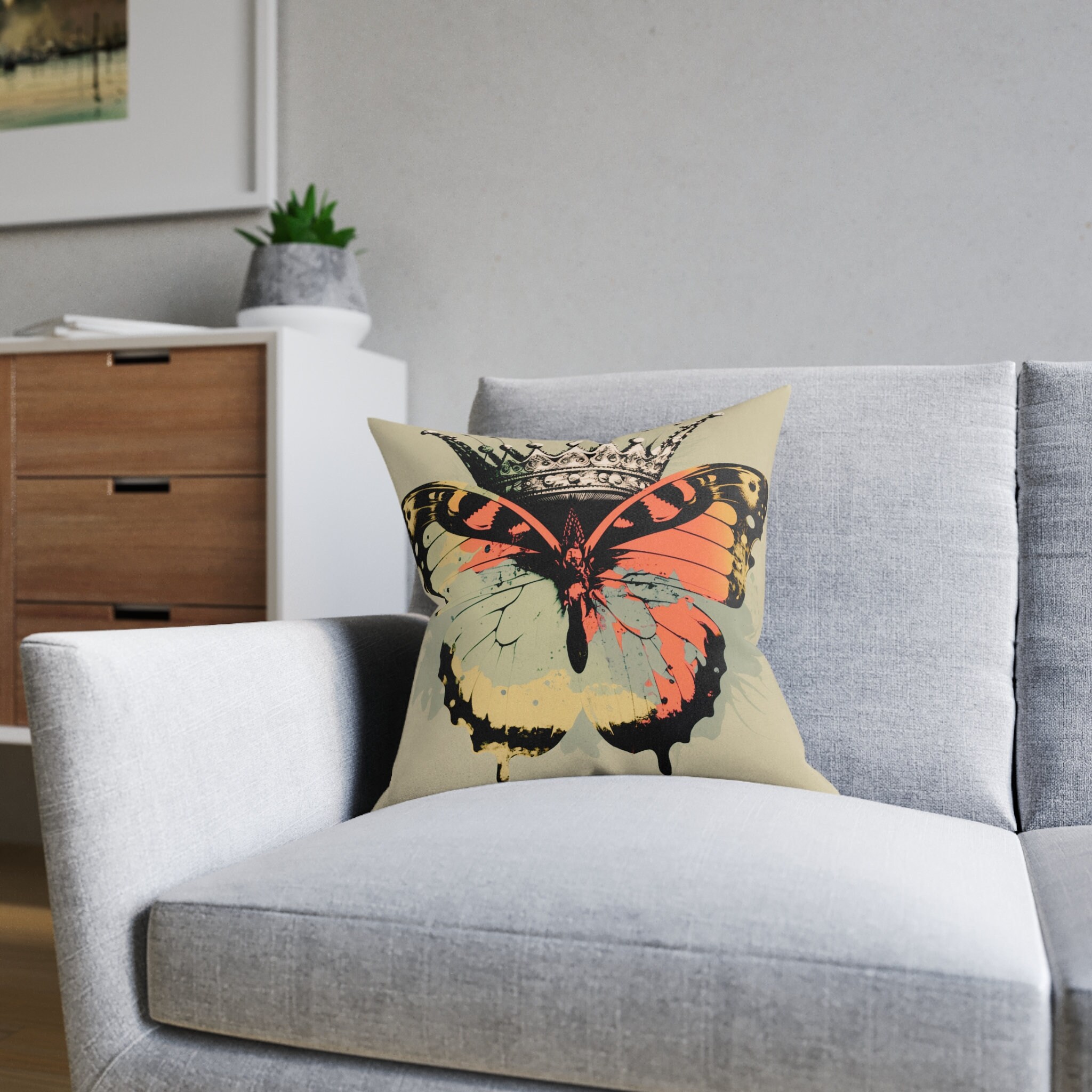 Royal Flutter: Crowned Butterfly Cushion With Pastel - Etsy Canada