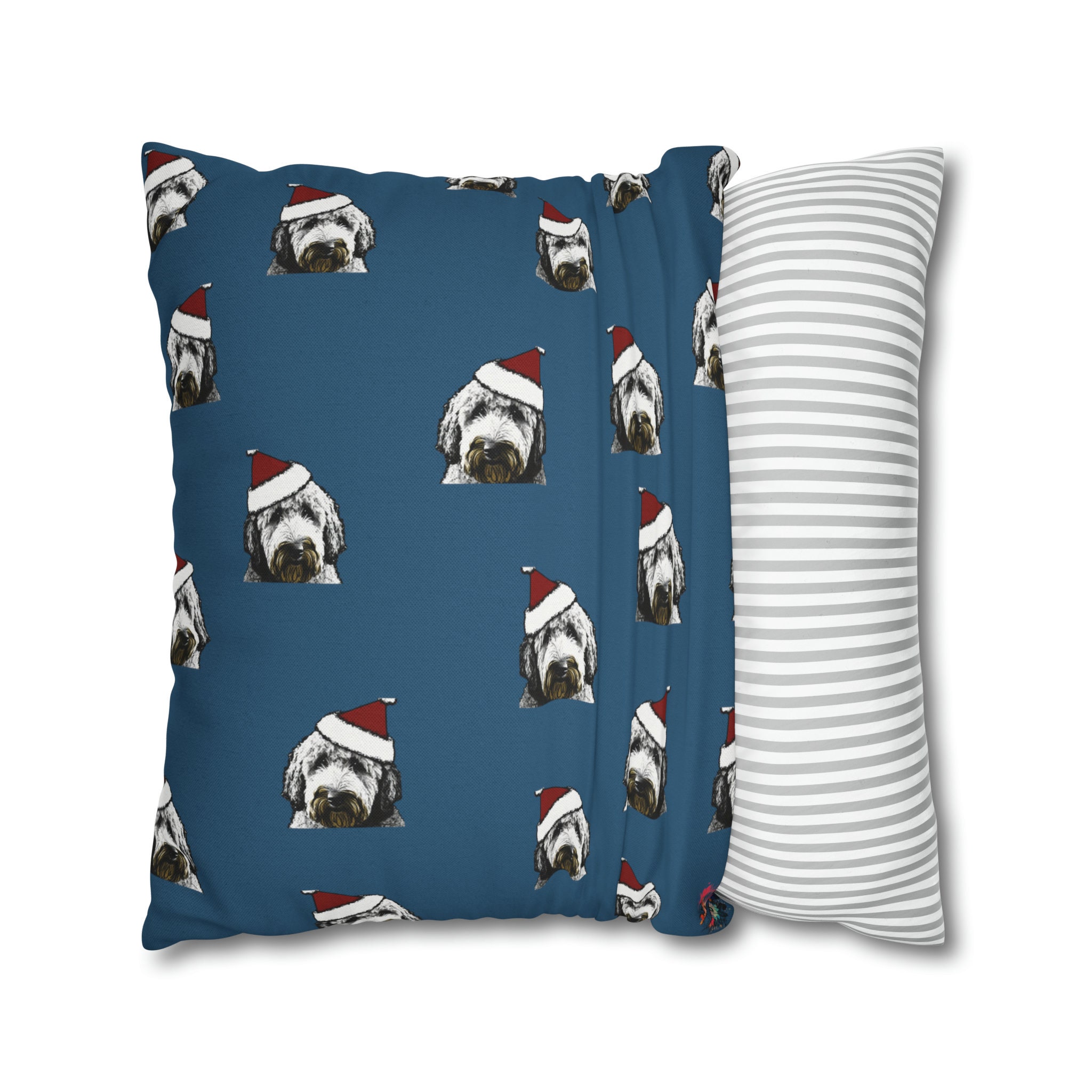 Christmas Cockapoo Popart Print Santa Hat Dog on Striped - Etsy