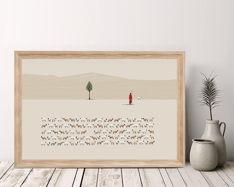 Jesus Leaves the 99, Bible Parable of the Lost Sheep, Horizontal ...