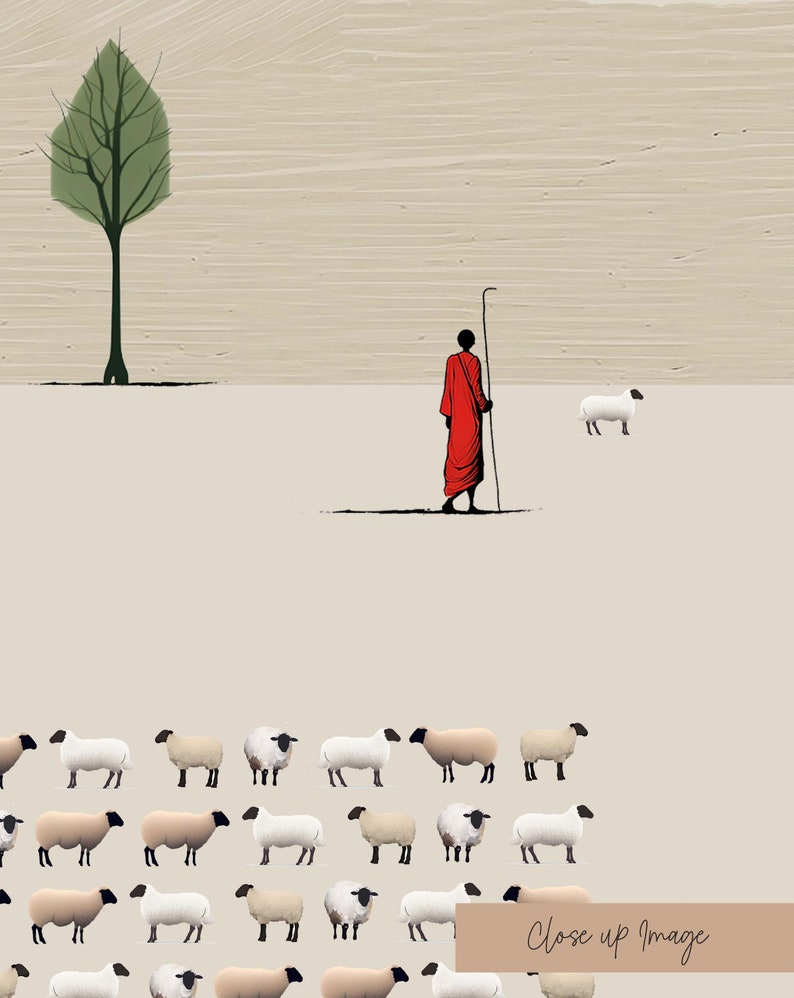 Jesus Leaves the 99, Bible Parable of the Lost Sheep, Horizontal ...