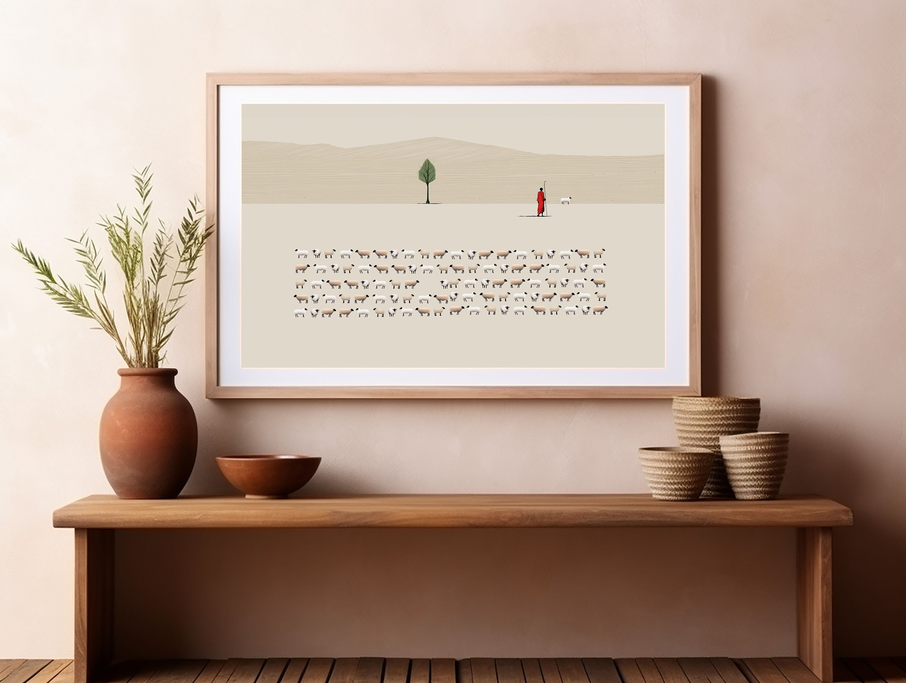 Jesus Leaves the 99, Bible Parable of the Lost Sheep, Horizontal ...