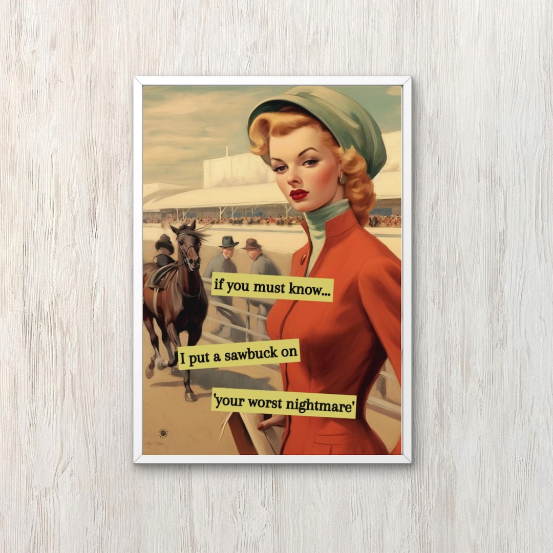 Vintage Decorative Wall Art Retro Housewife Quirky Home Decor Mid ...