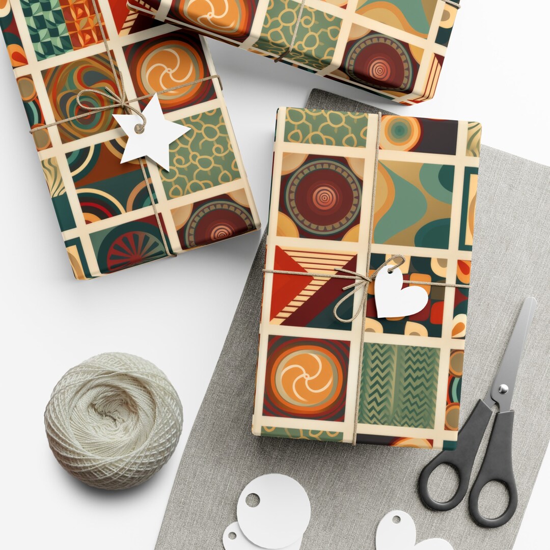 Colorful Unique Wrapping Paper Birthday Gift Wrap Beige Tile Design ...
