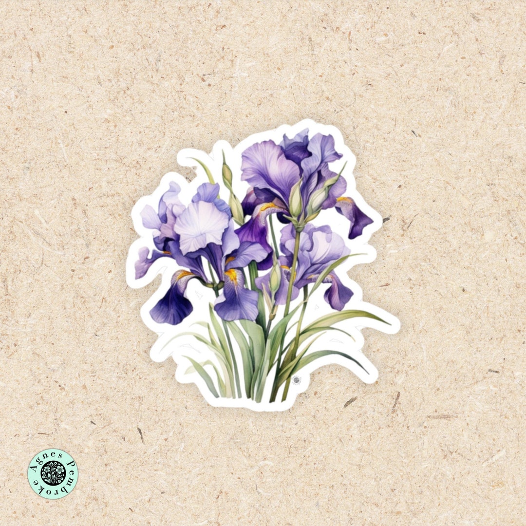 Iris Flower Vinyl Sticker Custom Botanical Decals Flower Bouquet ...