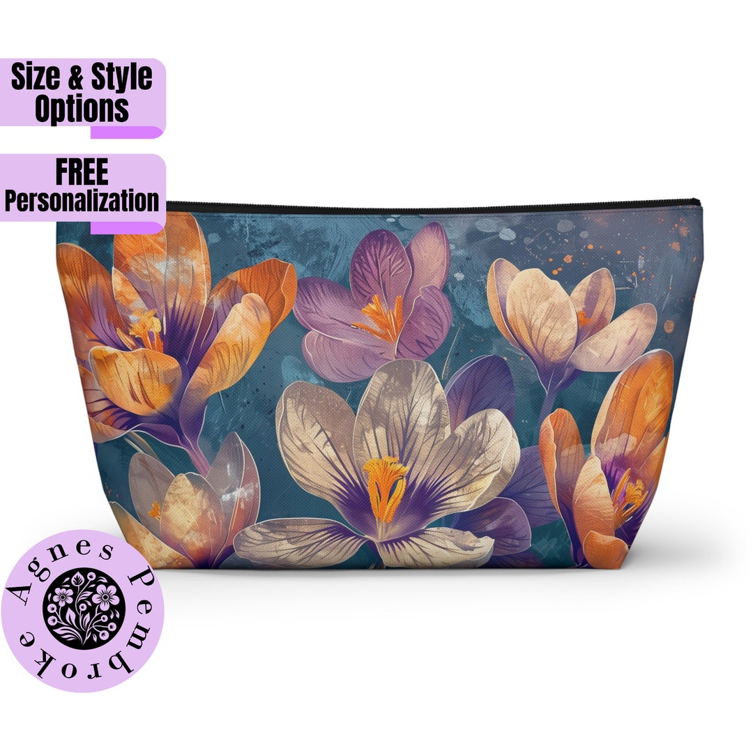 Crocus Flowers Print Purse Custom Makeup Cosmetic Bag for Everyday Use ...