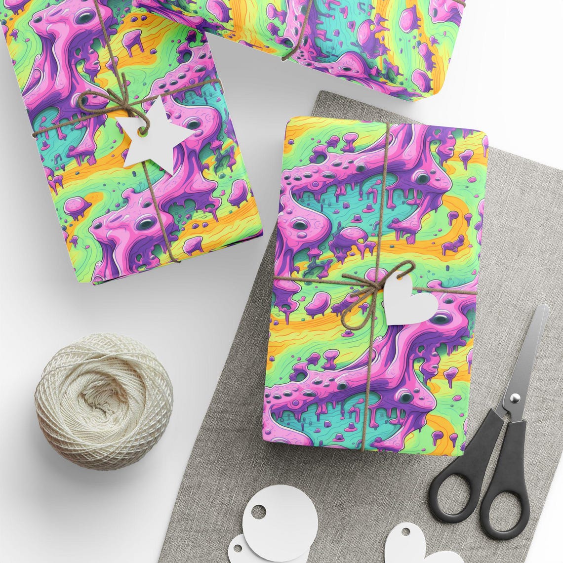 Alien Slime Gift Wrap Trippy Sci Fi Wrapping Paper Pink Ooze Colorful ...
