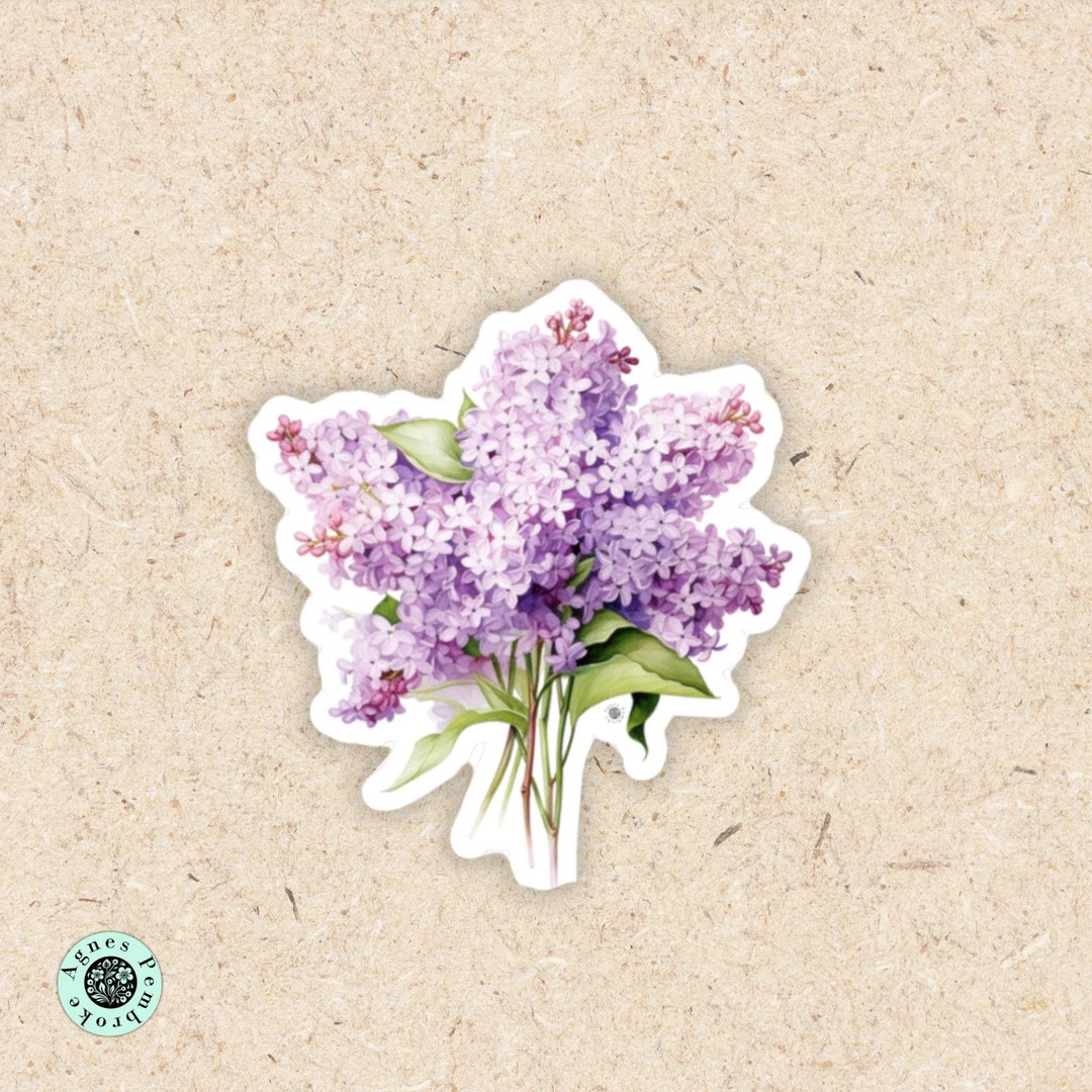 Lilac Flower Sticker Waterproof Vinyl Bottle Sticker Personalized Cute ...