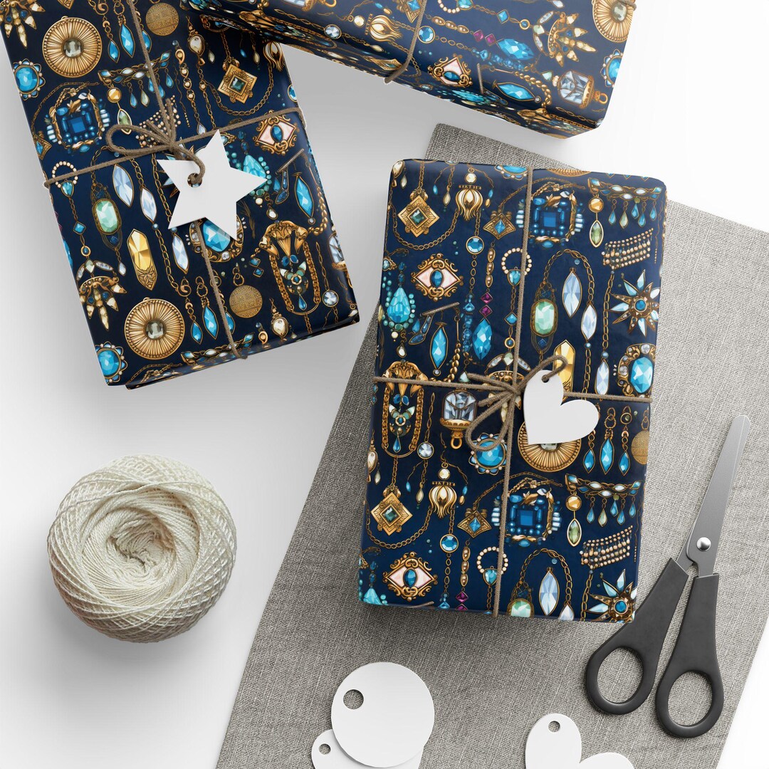 Jewelry Gift Wrap Elegant Wrapping Paper Gold Chains Pattern Wrap Sheet ...