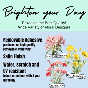 Carnation Flower Vinyl Decal Sticker Aesthetic Laptop Decor or Journal ...