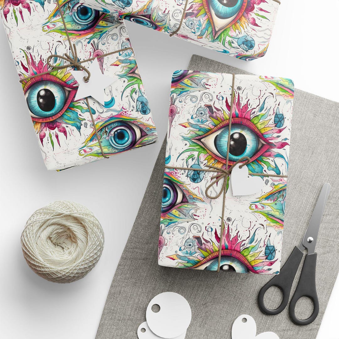 Unique Gift Wrap Surreal Wrapping Paper Psychedelic Eye Illustrations ...