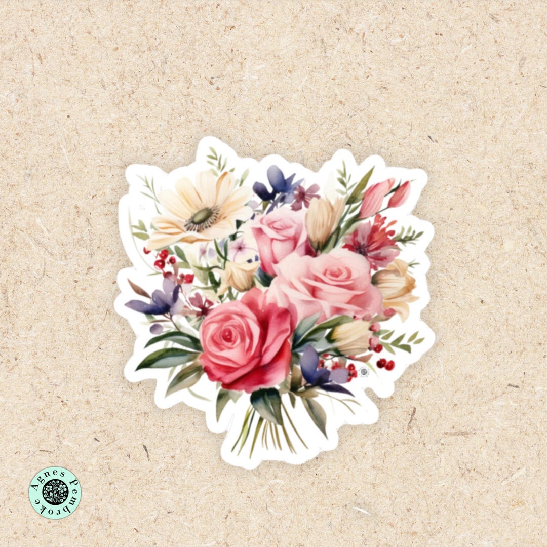 Wildflower Bouquet Sticker Aesthetic Floral Wedding Gift Box Decal ...
