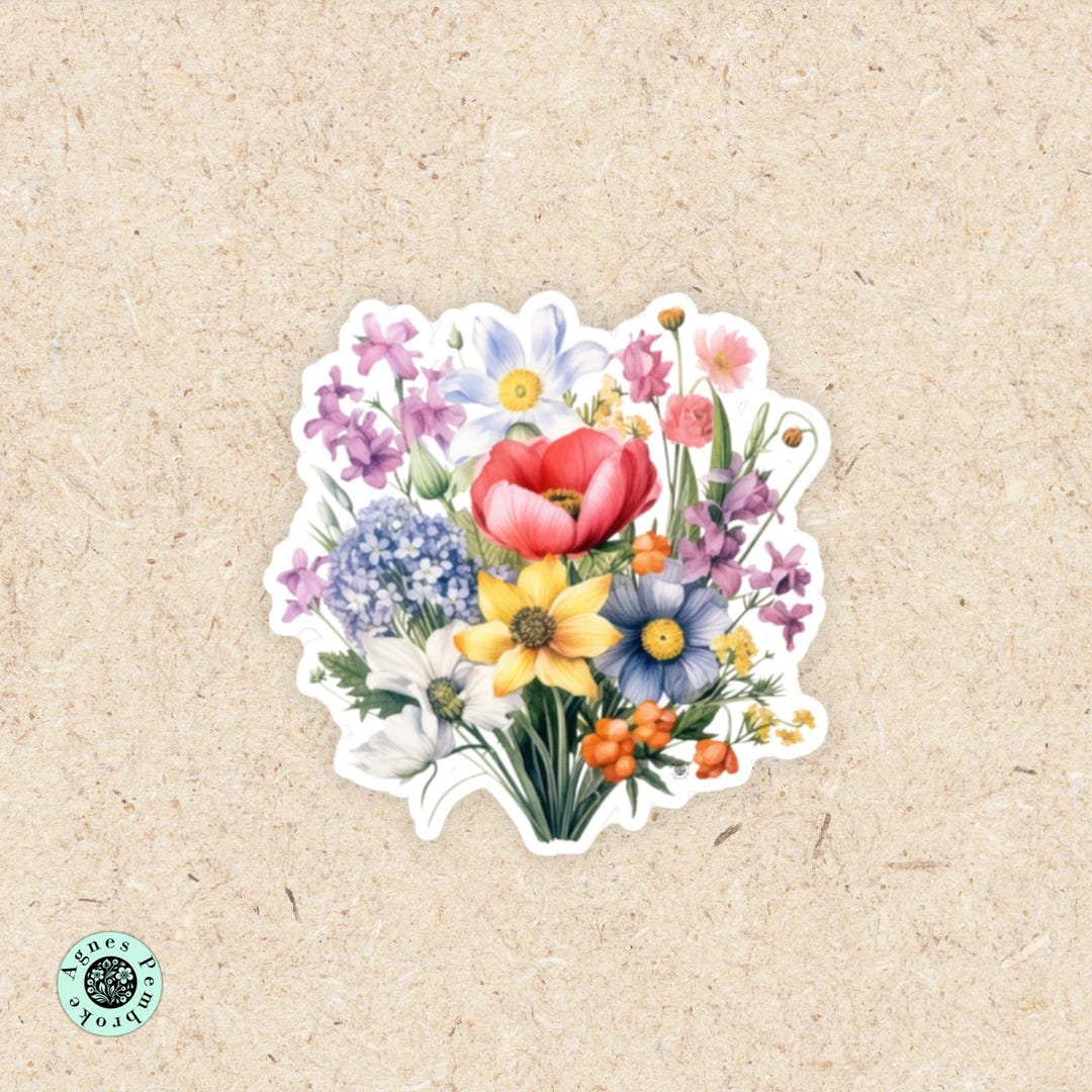 Spring Flowers Vinyl Decal Sticker Aesthetic Planner or Journal Sticker ...