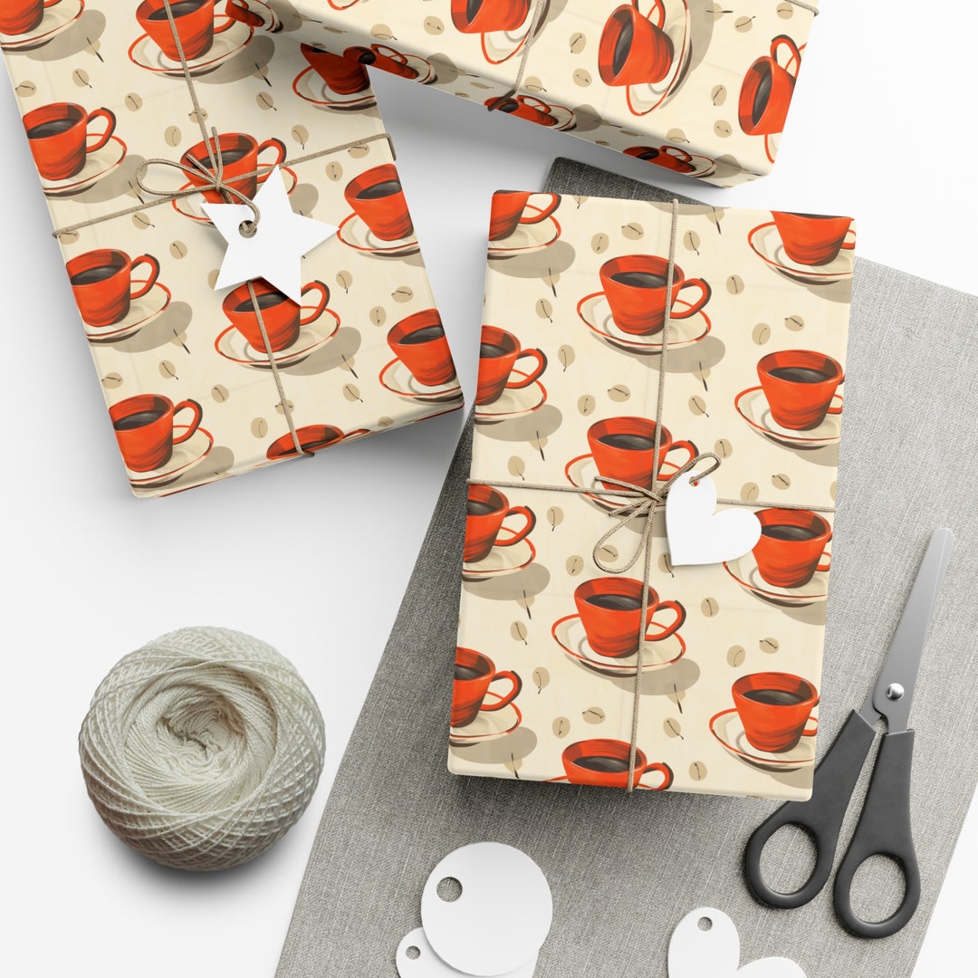 Coffee Cup Unique Wrap Sheets Gift Box Cover Birthday Wrapping Paper ...