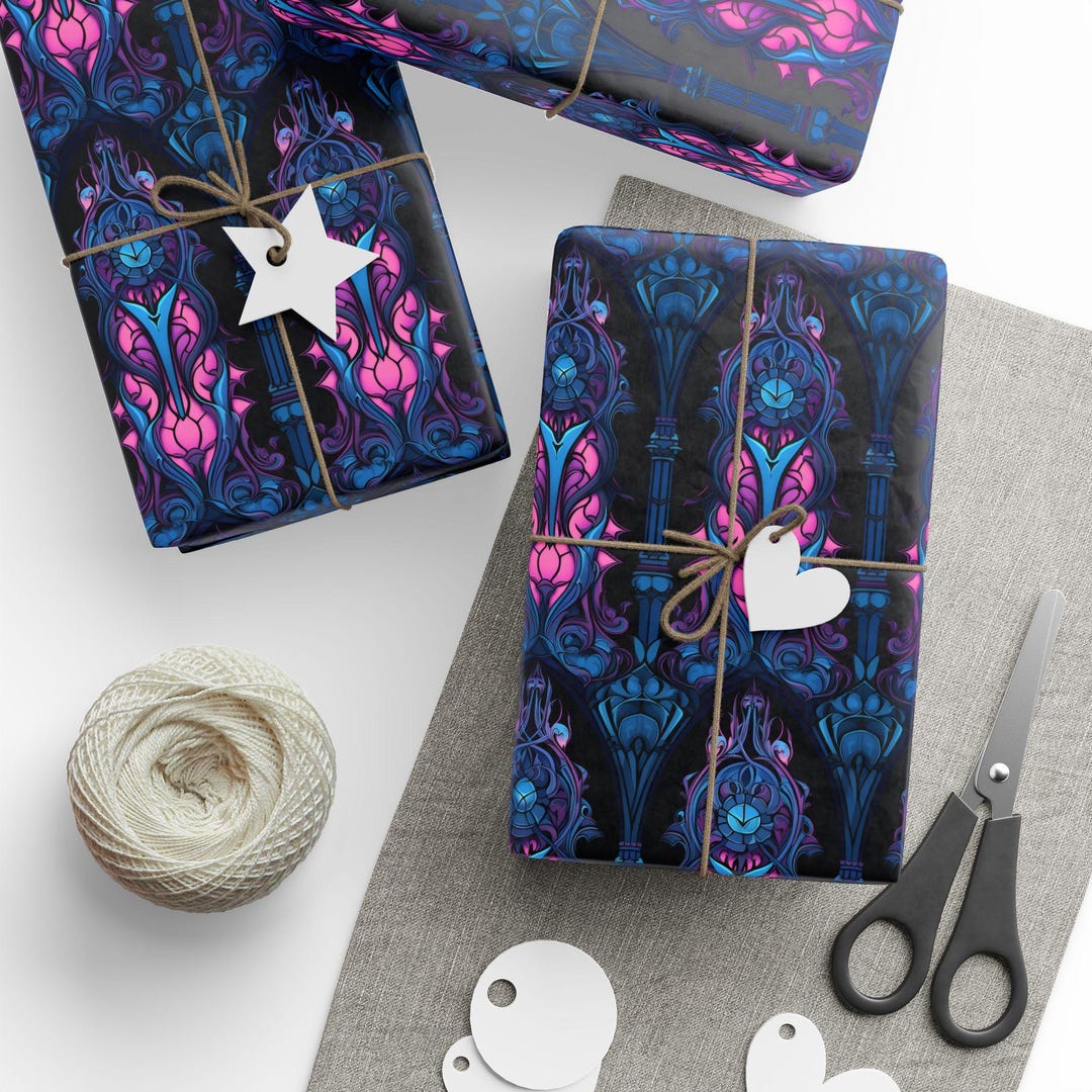 Gothic Gift Wrap Pastel Drawing Wrapping Paper Soft Sketchy Dark ...