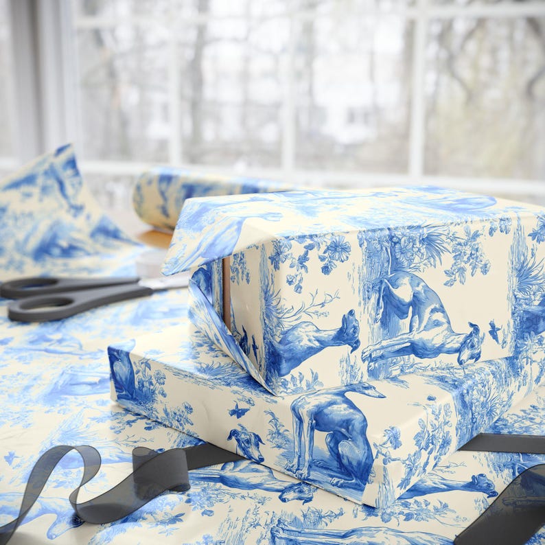 Toile De Jouy Whippet Wrapping Paper, Gift Packaging by Agnes Pembroke ...