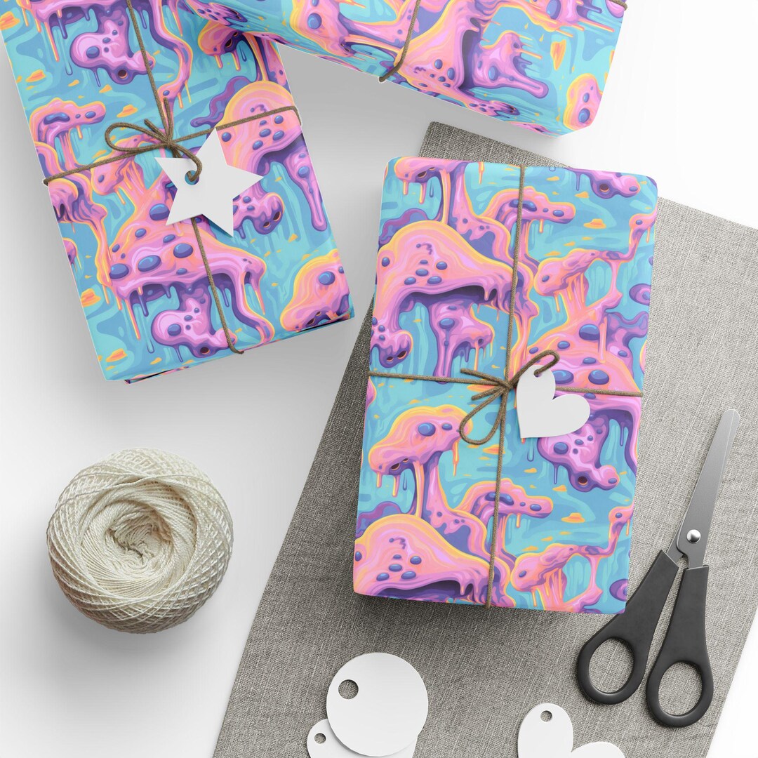 Slime Pastel Color Gift Wrap Purple Foam Wrapping Paper Whimsical Ooze ...