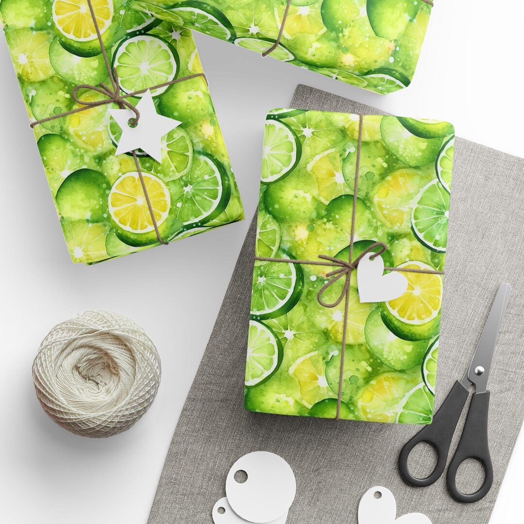 Citrus Wrapping Paper Seamless Lime Lemon Unique Gift Box Cover ...