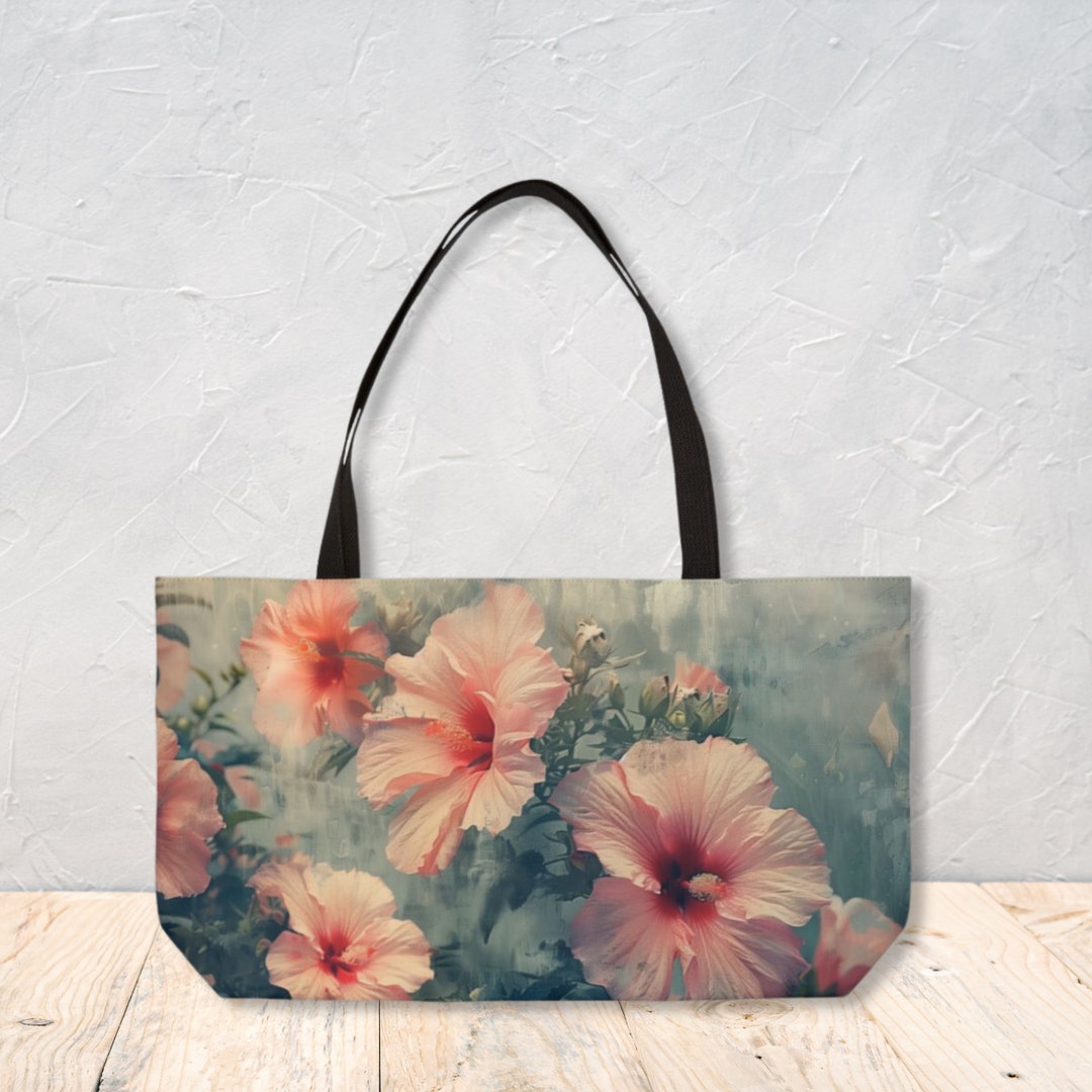 Pastel Color Weekender Bag With Hibiscus Flowers Design Vintage Beach ...