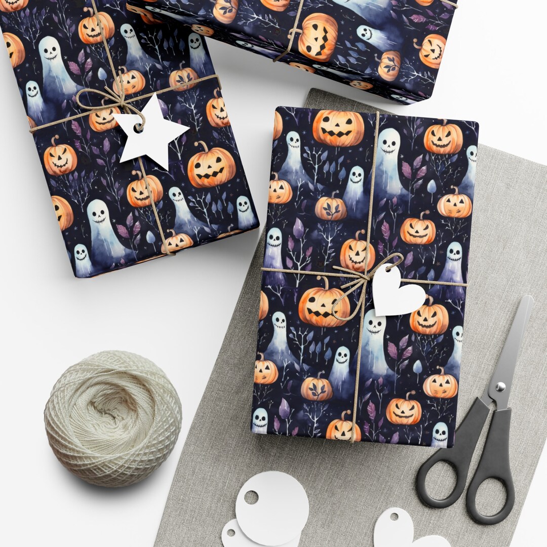 Ghosts and Pumpkins Wrapping Paper Rolls Halloween Unique Gift Wrap ...