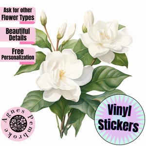 Gardenia Flowers Vinyl Decal Stickers Laptop Wildflower Decor Aesthetic ...
